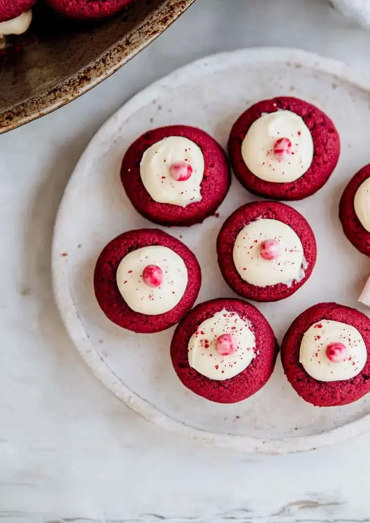 Red Velvet Cream Cheese Thumbprint Cookies - Things Cook