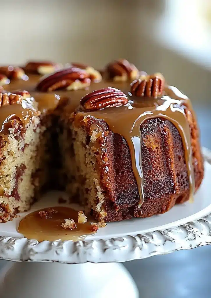 Apple Pecan Cake with Caramel Glaze Recipe - Things Cook
