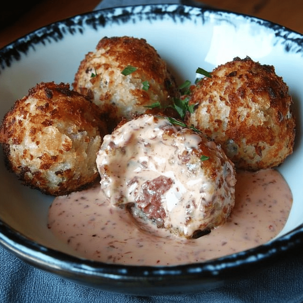 1 Irresistible Reuben Balls With Spicy Sauce - Things Cook