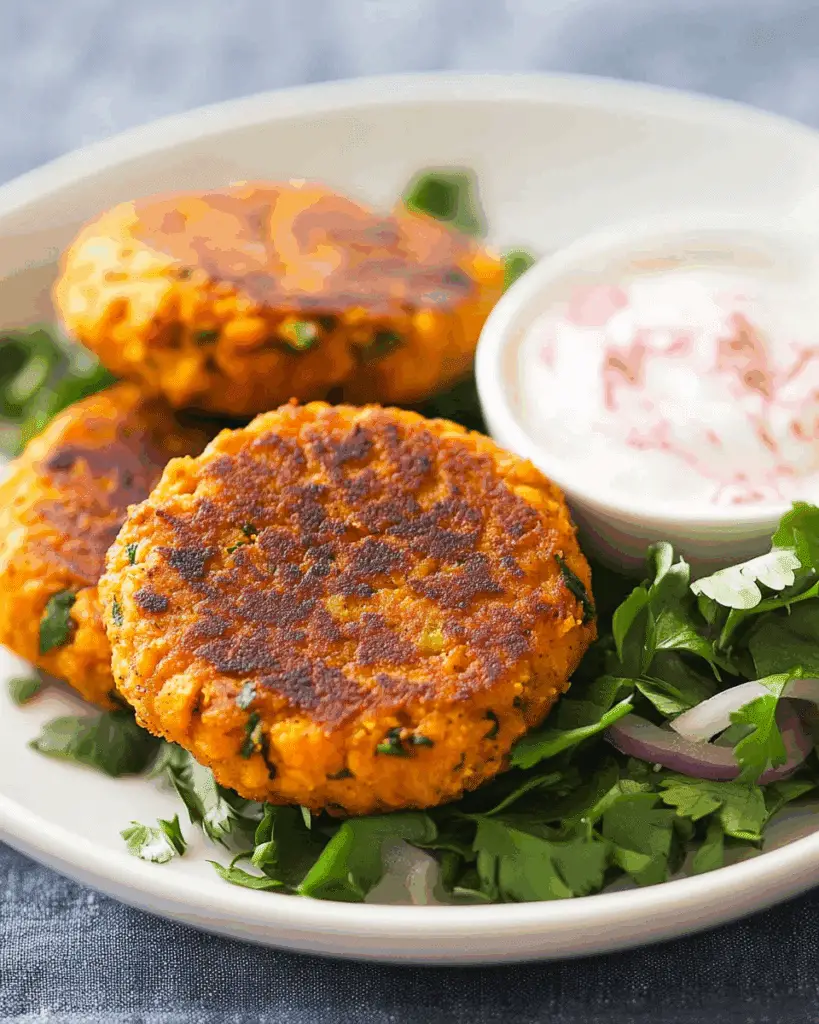 Perfect Sweet Potato Chickpea Patties with Sriracha Yogurt Sauce - Things Cook