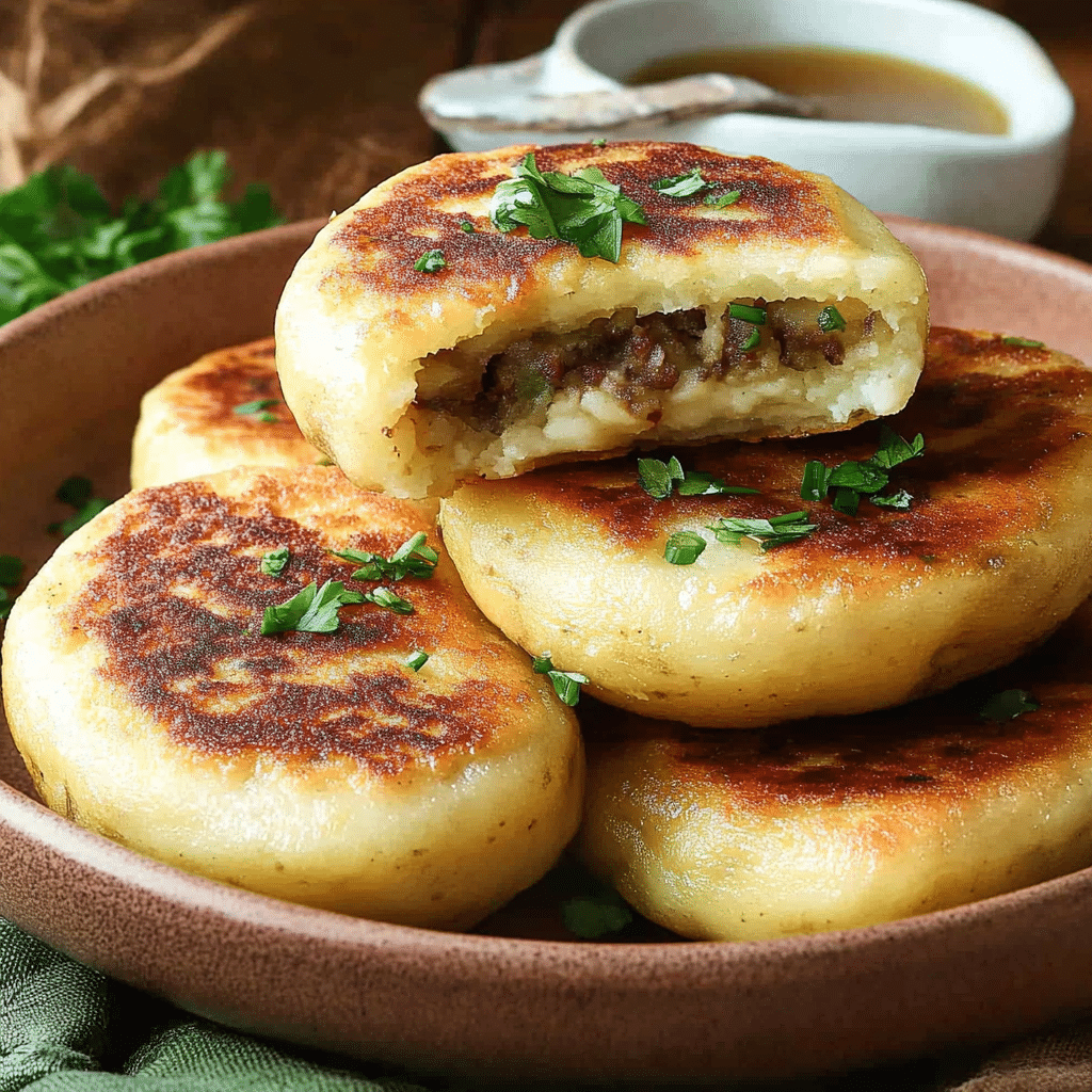 Delicious Stuffed Potato Cakes with Meat and Mushrooms - Things Cook