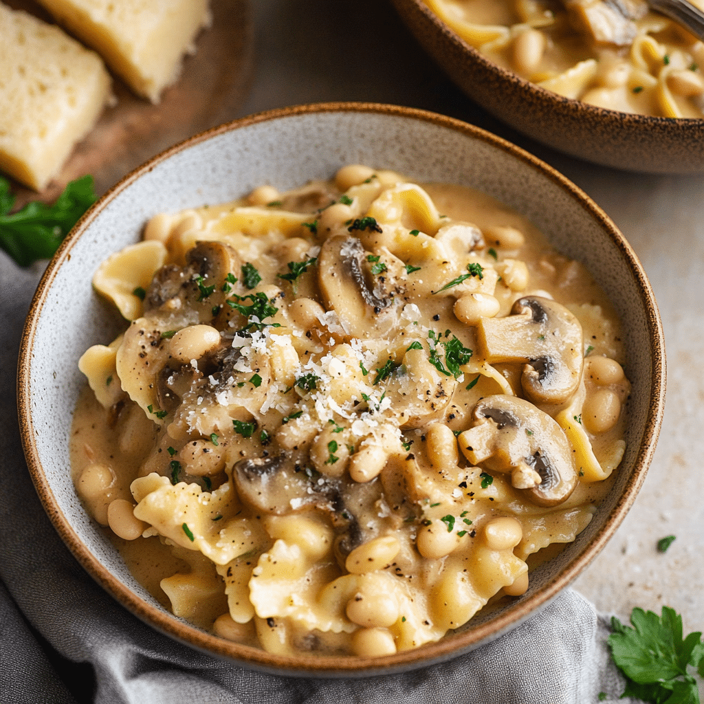 Perfect One-Pot Mushroom and White Bean Pasta - Things Cook