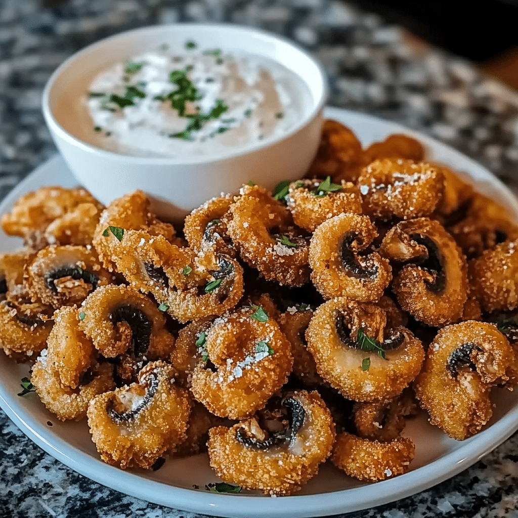 Easy Crispy Fried Mushrooms with Cool Ranch Dip - Things Cook