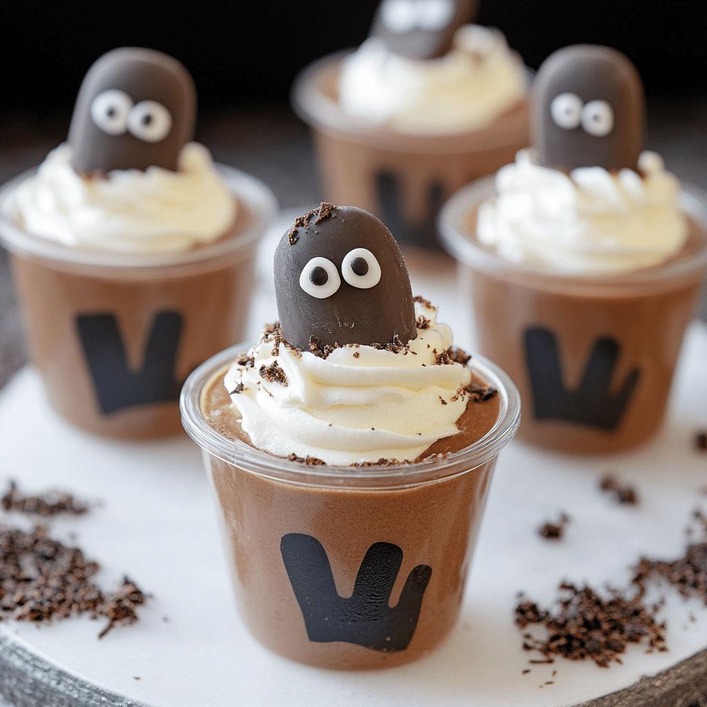 Easy Ghosts in the Graveyard Chocolate Pudding Cups - Things Cook